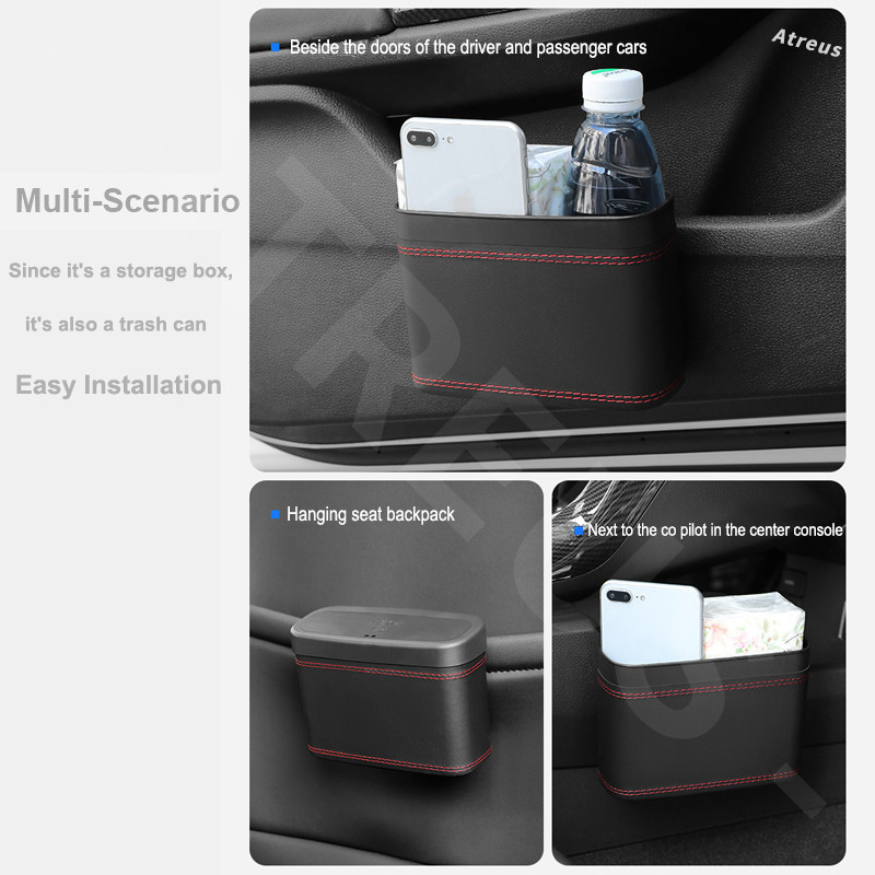 Hyundai Multifunction Car Trash Can Garbage Dustbin Organizer Leather ...