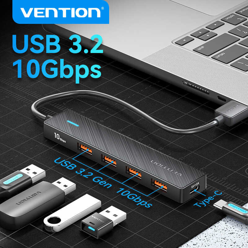 Hub Vention Usb 4 Port ABS Hub Usb 3 0 10Gbps Para Sa Laptop Multi ...