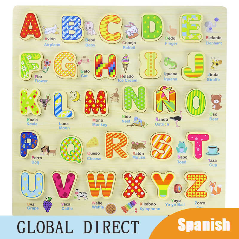 Puzzle Toys Spanish Alphabet/Letter Matching Wooden Children Learning ...