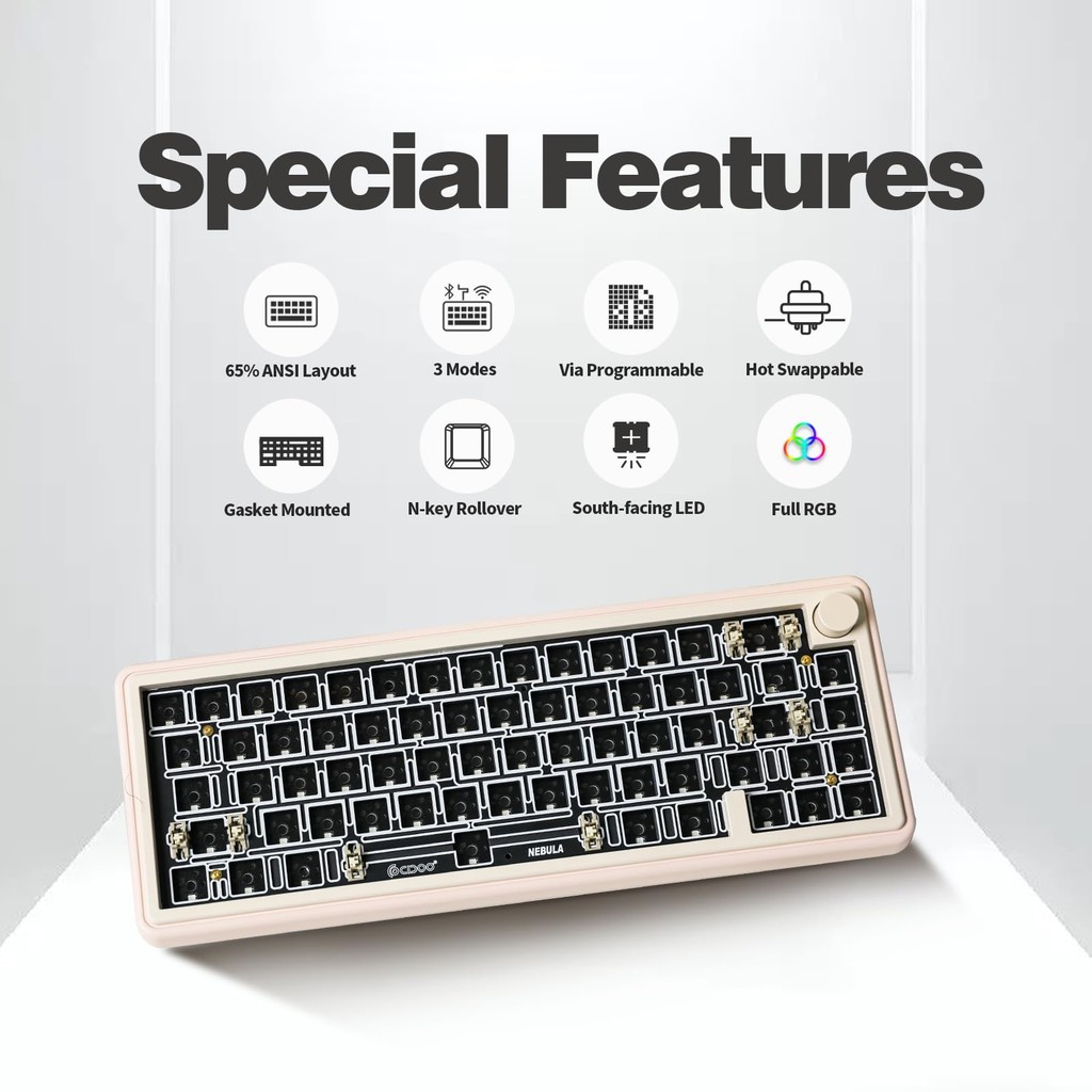 CIDOO Nebula 65% Mechanical Keyboard Three Mode Wireless VIA ...