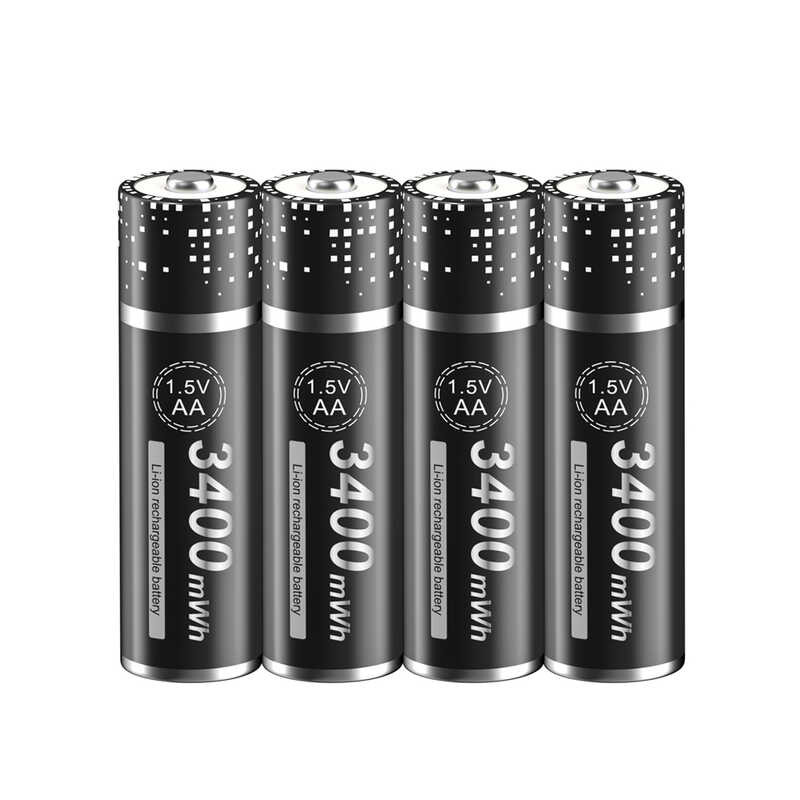 Capacity High 3400Mwh 1.5V Li-Ion Rechargeable AA Lithium Battery R6 ...