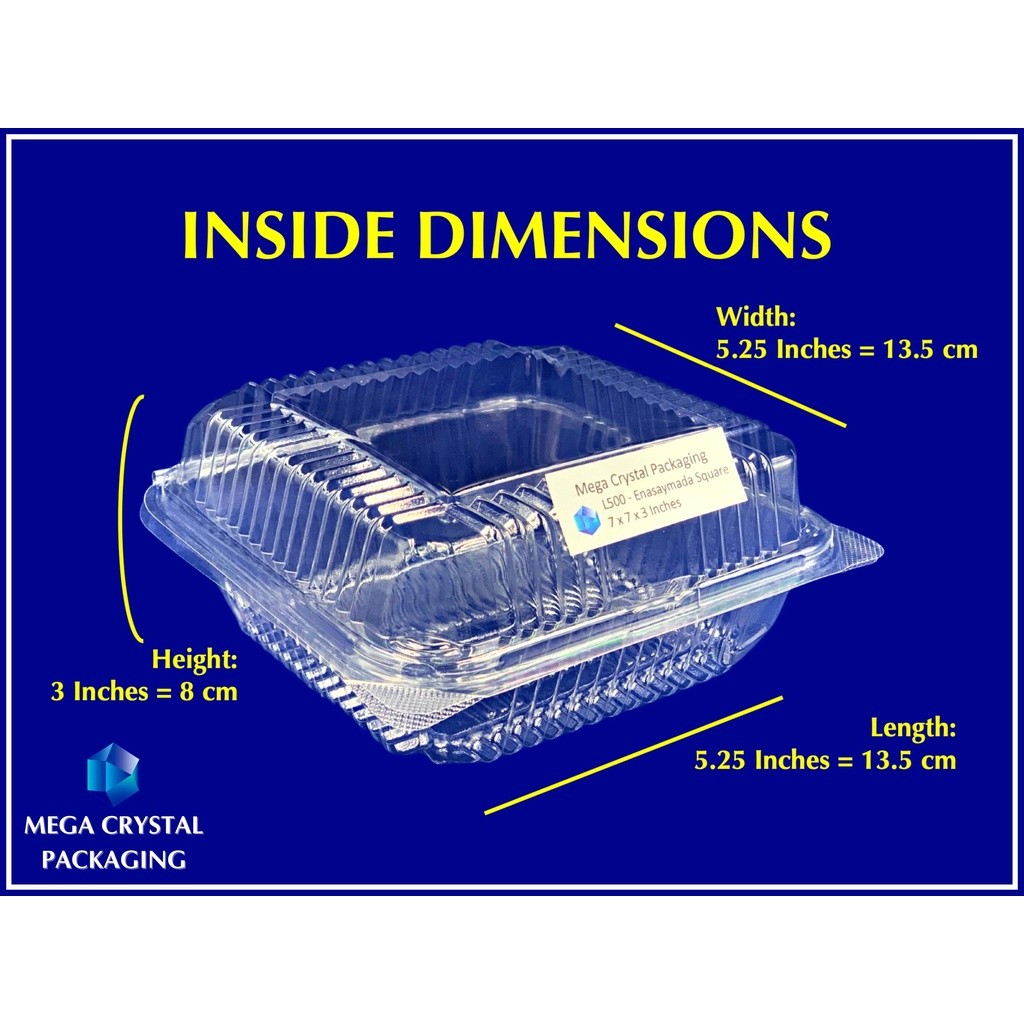50 Pcs. ] Clamshell Container OPS L500 Ensaymada Square 7 Inches Medium ...