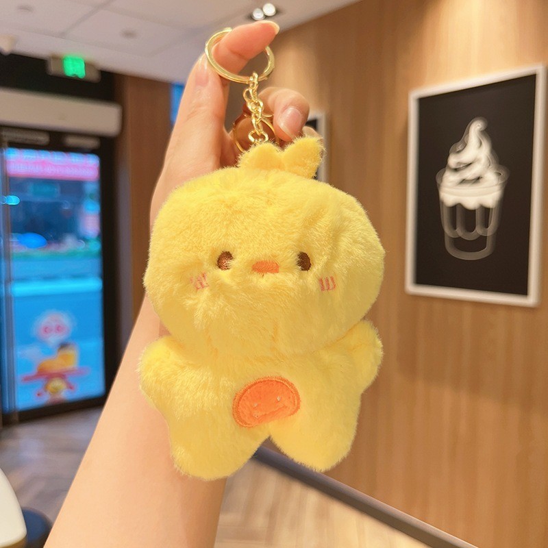 Cute Cartoon Plush Animal Keychain Pendant, Frog, Chick, Panda, Car ...