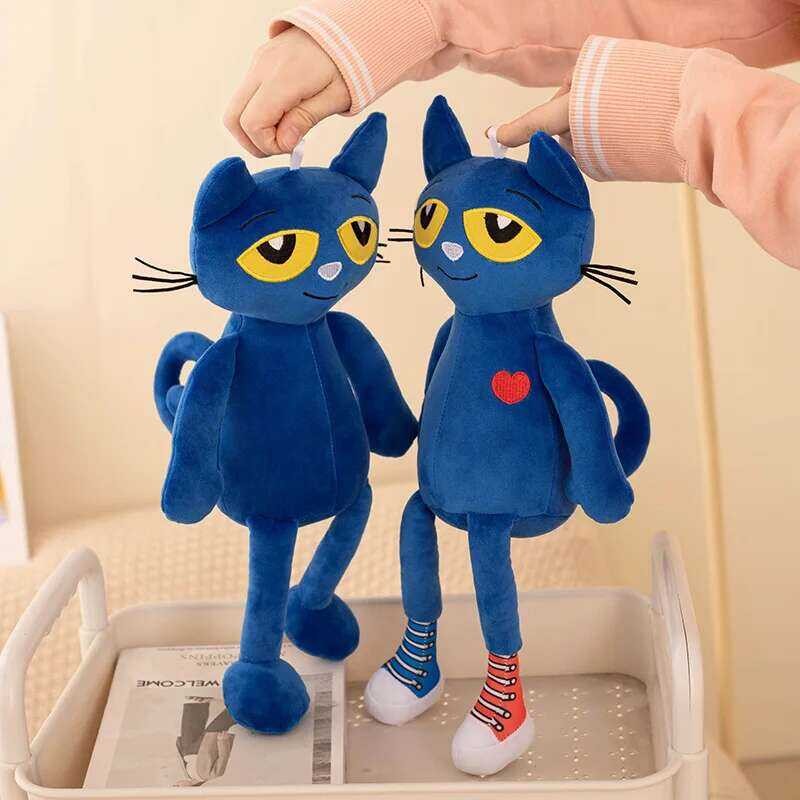 A 40Cm Cartoon Smile Pete Cat Plush Toy Anime Blue Kitty Animal Stuffed ...