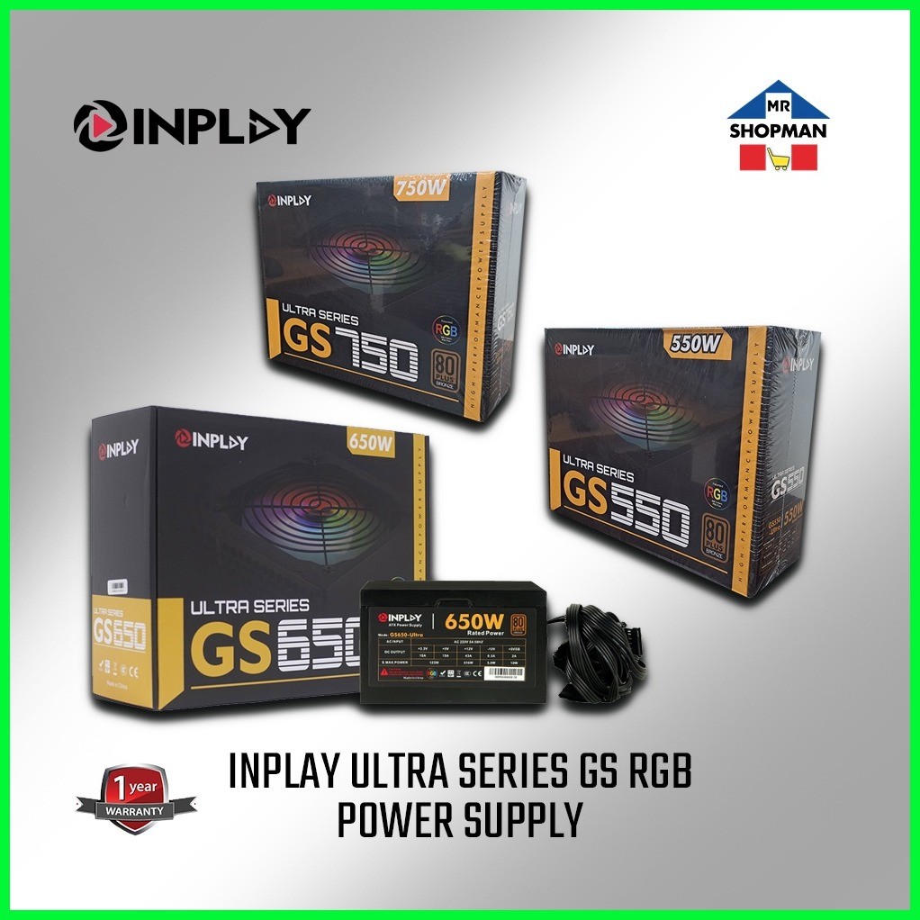 Inplay Ultra RGB 450w 550w 650w 750w True Rated Power Supply PSU 80 ...