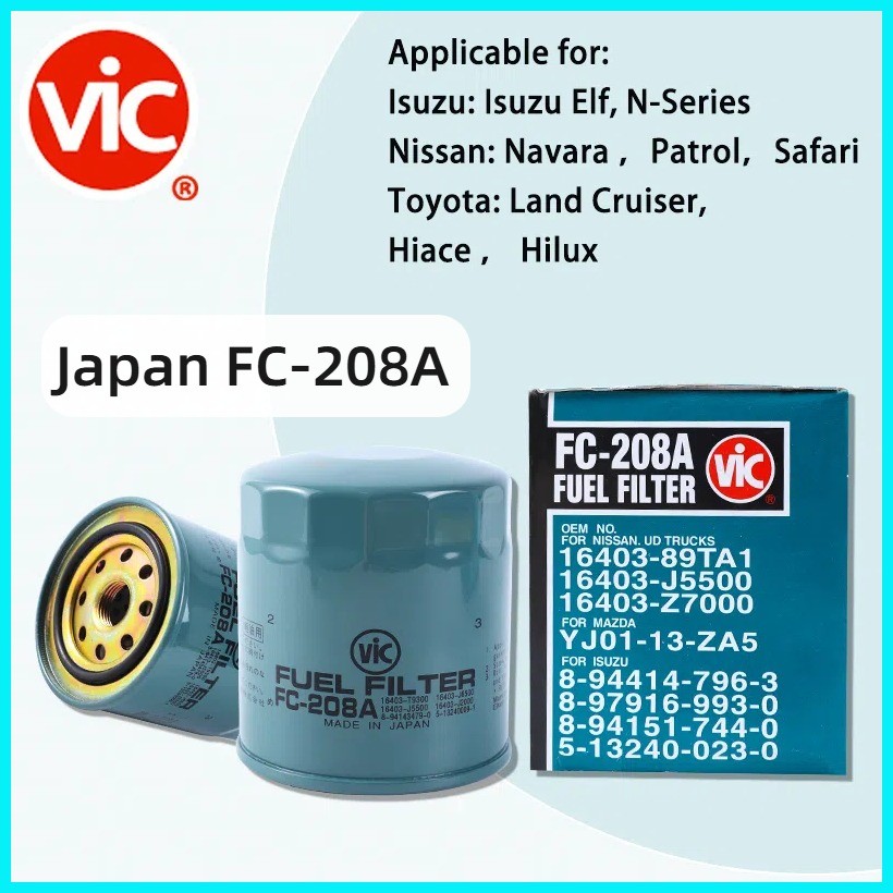 Vic Oil FUEL FILTER FC-208A For ISUZU Elf Nissan Navara Patrol Safari ...