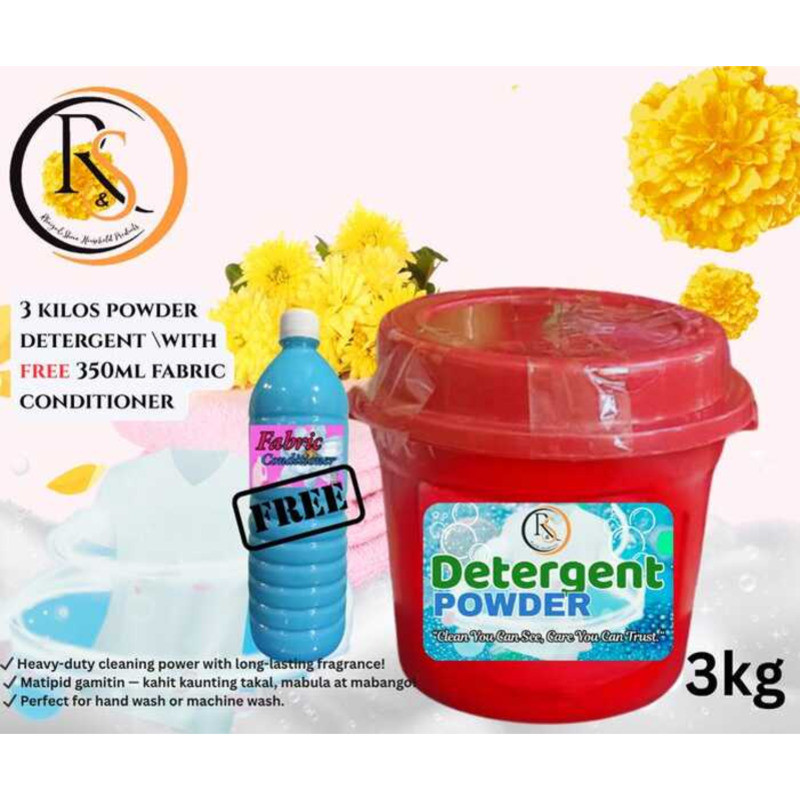 Powder Detergent 3Kg With Free Fabric Conditioner | Shopee Philippines