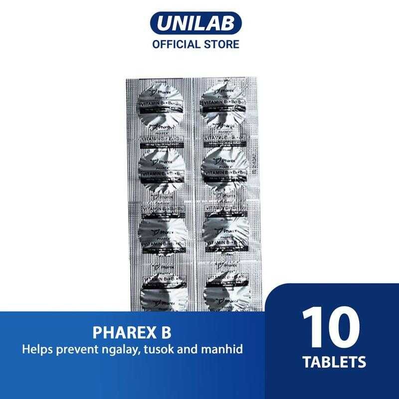 Unilab Pharex B-Complex 10 Tablets, Vitamin B1+B6+B12 - For B ...