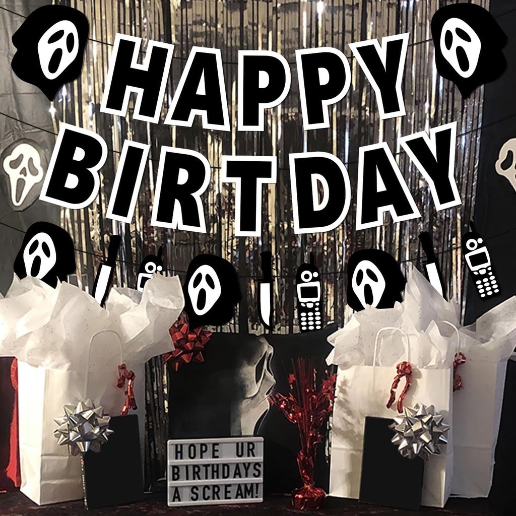 Jollyboom Halloween Horror Movie Happy Birthday Banner Decorations ...
