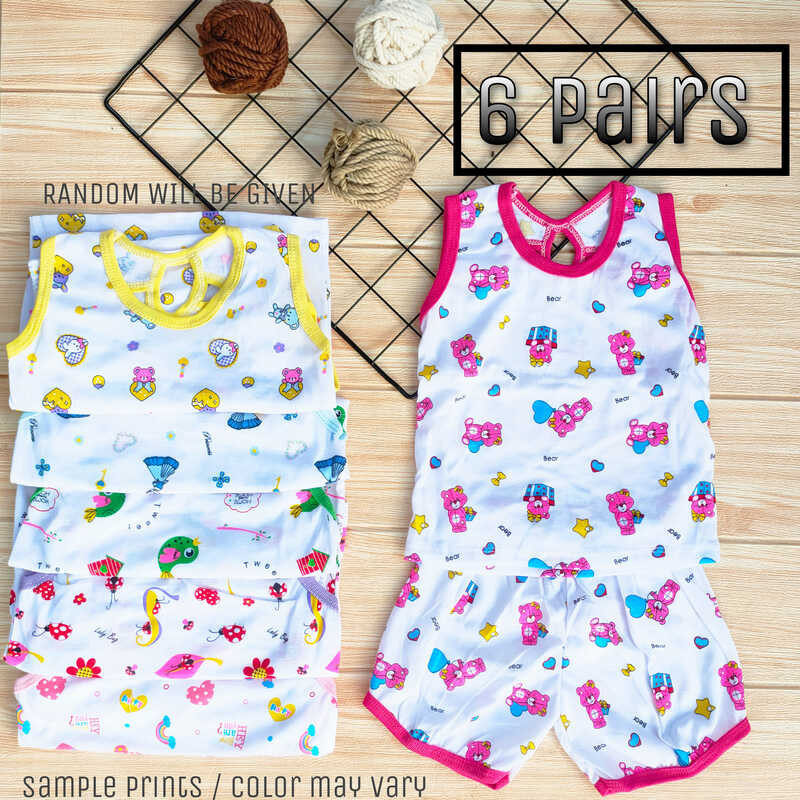 6 o 3 na pares Sando maikling damit ng sanggol Cotton Terno para Baby ...