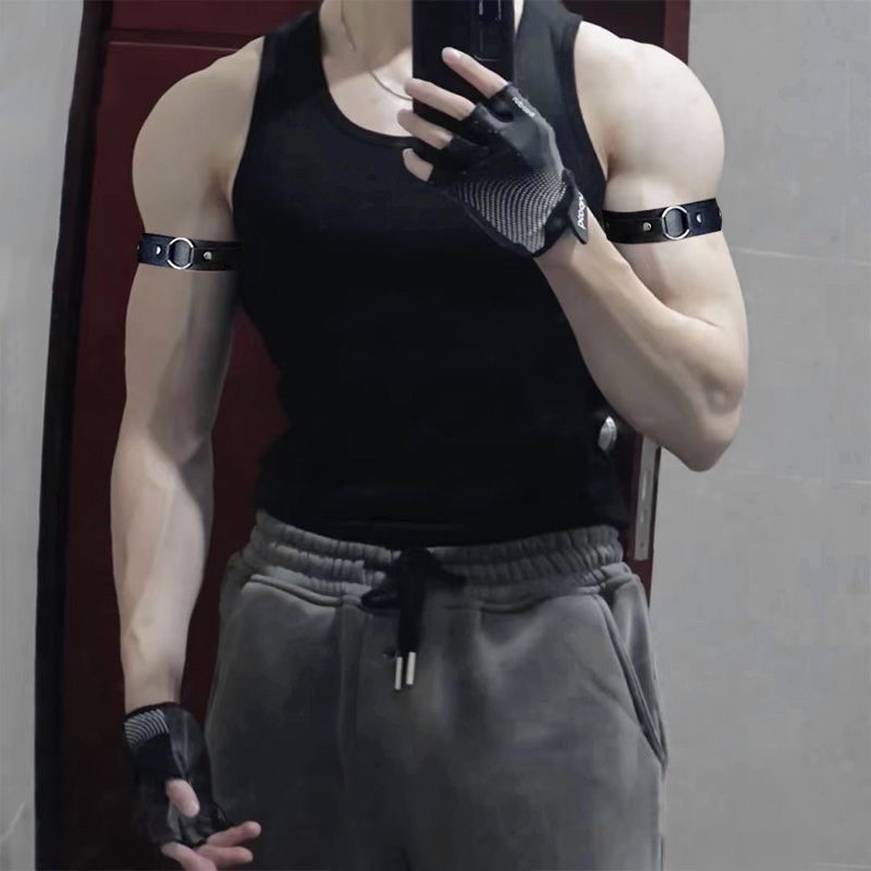 1 Piece Harajuku Style PU Leather Armband for Men Shirt Sleeve Hoop ...