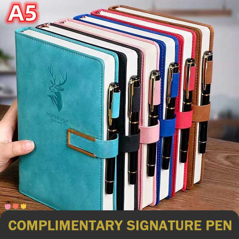 2025 A5 Leather notebook na may panulat Pages paper notepad malaki ...