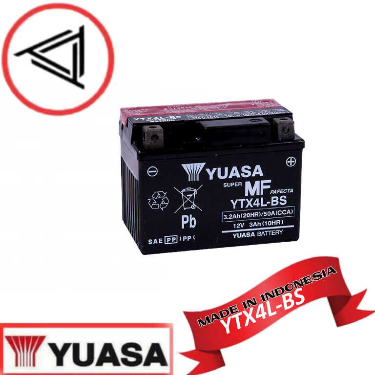 Motorcycle Yuasa Battery Ytx4l-Bs (Made In Indonesia) —For YAMAHA I 125 ...