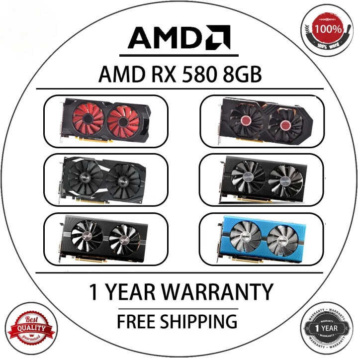 AMD RX 580 8Gb Graphics Cards Gddr5 256Bit Gaming Video Card Directx 12 ...