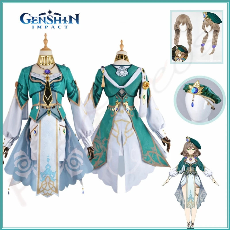 §≈ Genshin Impact Jacquard Fabric Game Minc Skin Cosplay Costume Lisa ...