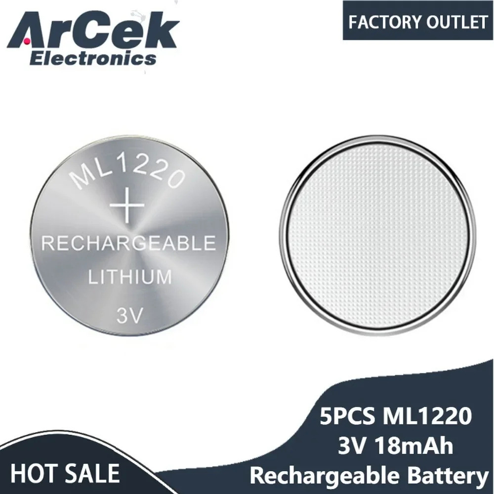 Original Fc 5Pcs Ml1220 3V ML 1220 18Mah Rechargeable Batteries CMOS ...