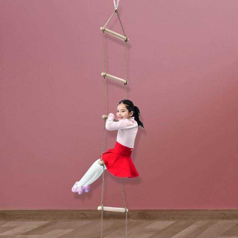 Fiess Kids Wooden Ladder Multi Rungs Climbing Game Toy Outdoor Training ...