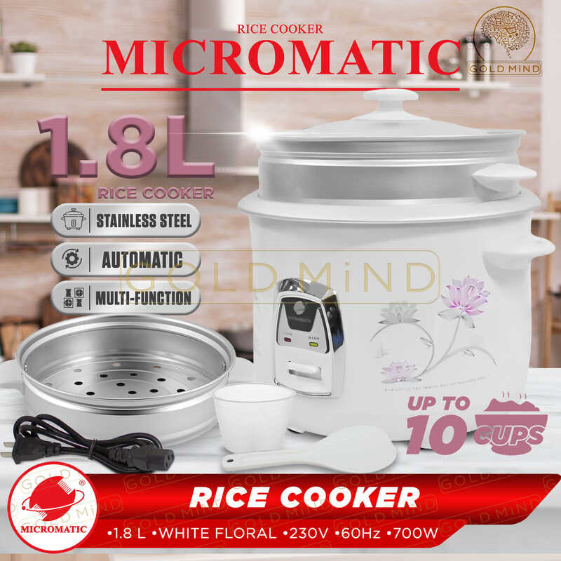 Rice ☥ Micromatic Cooker with Steamer 8:10 persons 1.8L - Gold Mind ...