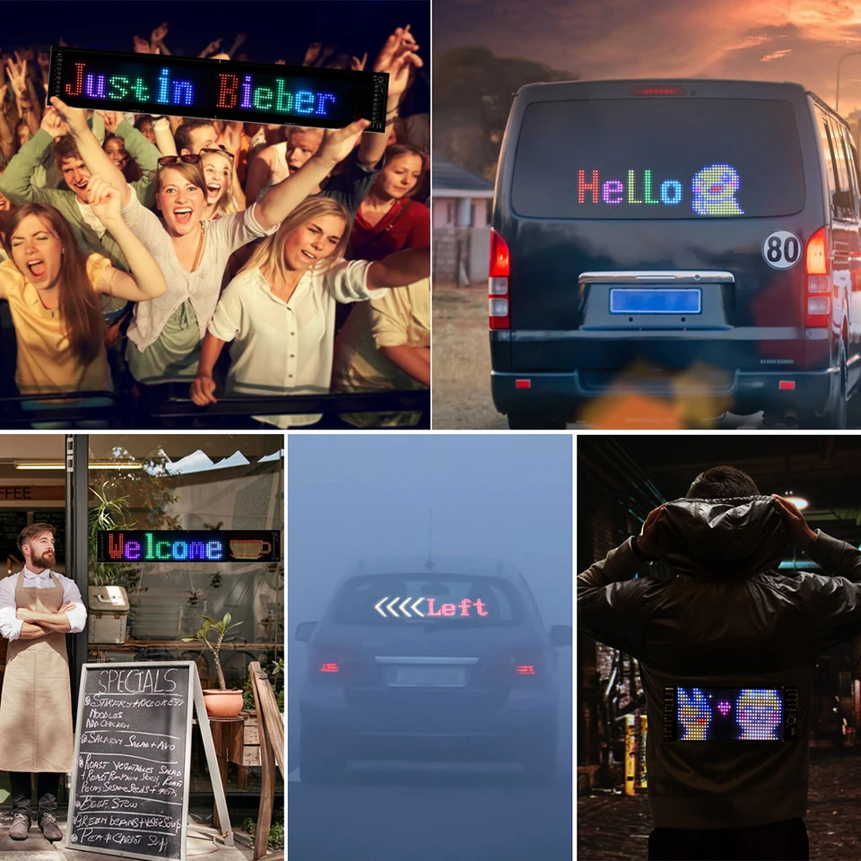 1/2pcs LED Matrix Pixel Panel Display Screen Flexible RGB Car Pattern ...