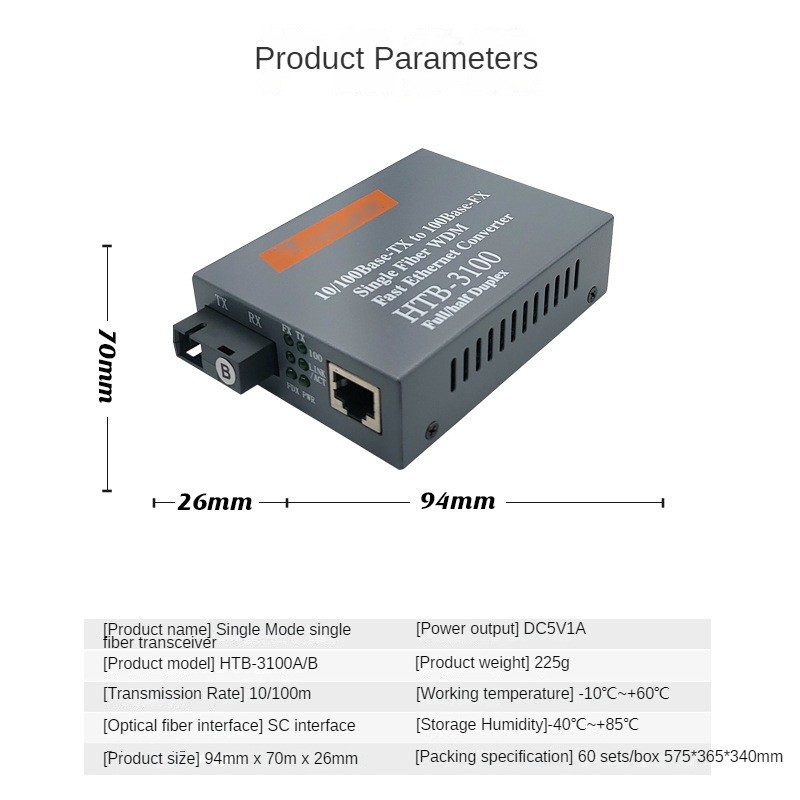 Optical Fiber Transceiver 25KM 100 Gigabit Single Mode Single Fiber ...