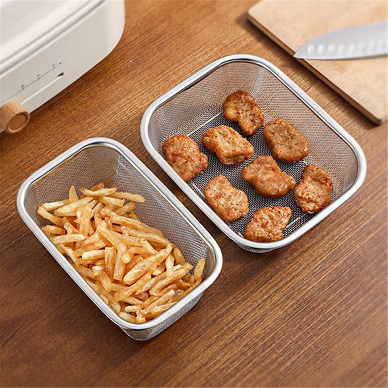 Fine Oil Stainless Steel Mesh Strainer Basket Rectangle French Fries ...