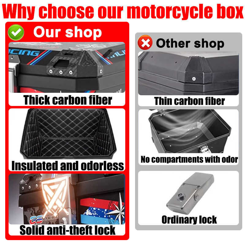 50 Years Motorcycle Trunk Box Motorcycle Top Box TOP BOX 50L With ...