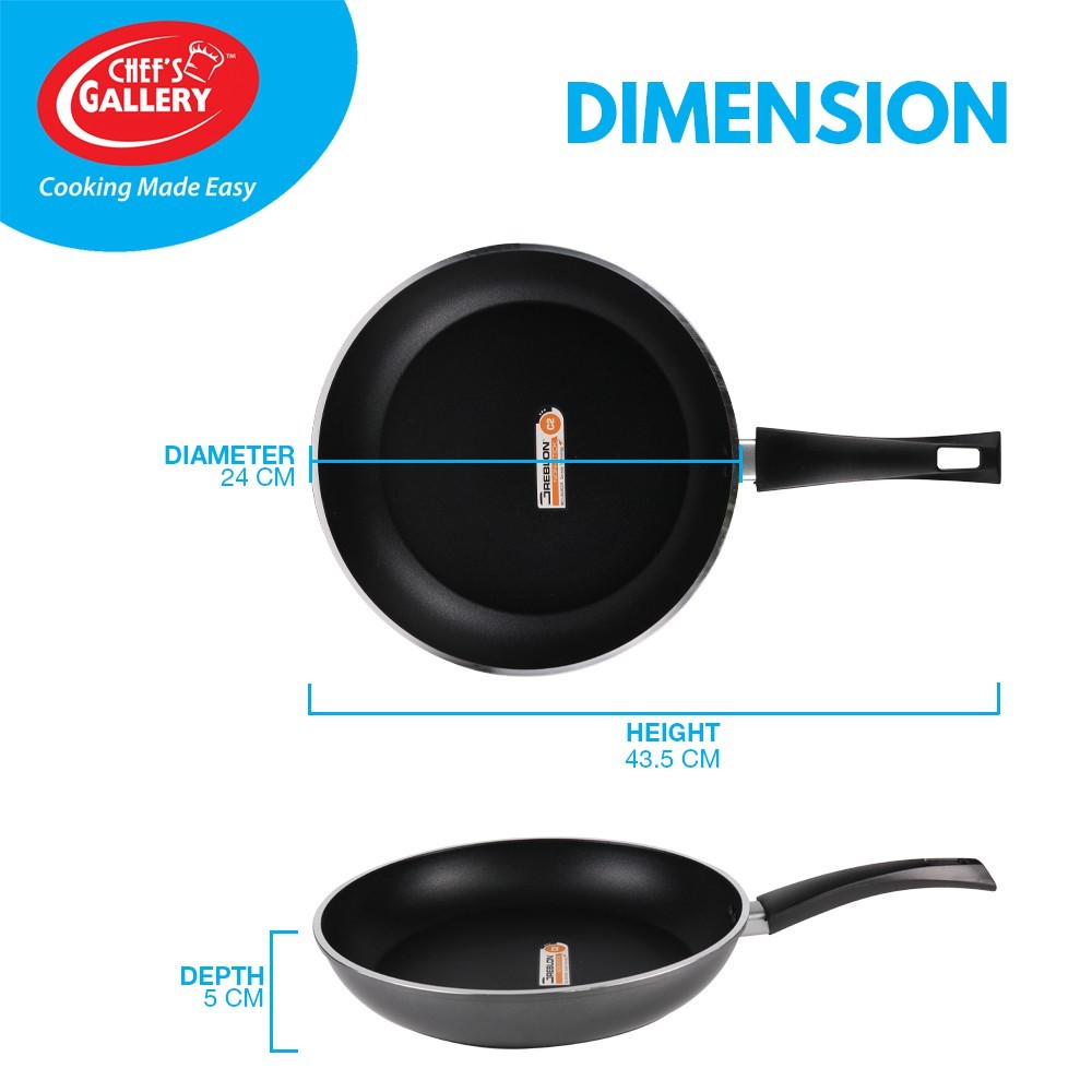 Chef's Gallery Greblon Non-Stick C2 Frying Pan 24cm | Bakelite Handle ...