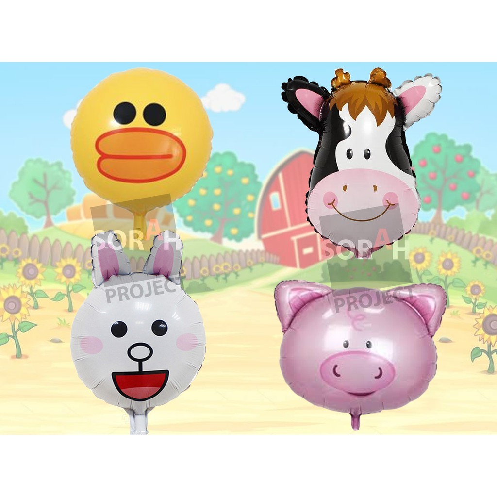 Farm Animals Foil Character Balloon Duck Pig Cow Rabbit | Shopee ...