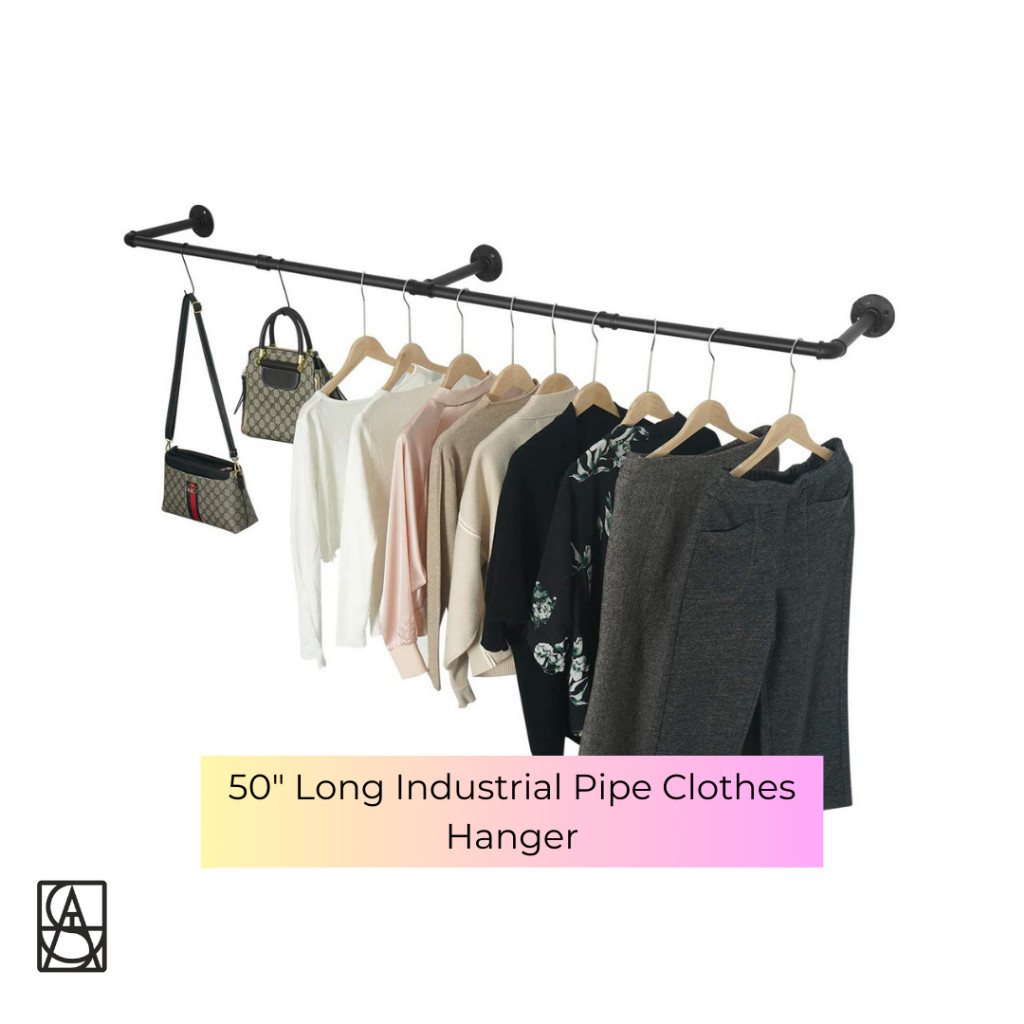 Industrial Pipe Corner Bracket clothes rail cloth hanger wall mounted ...