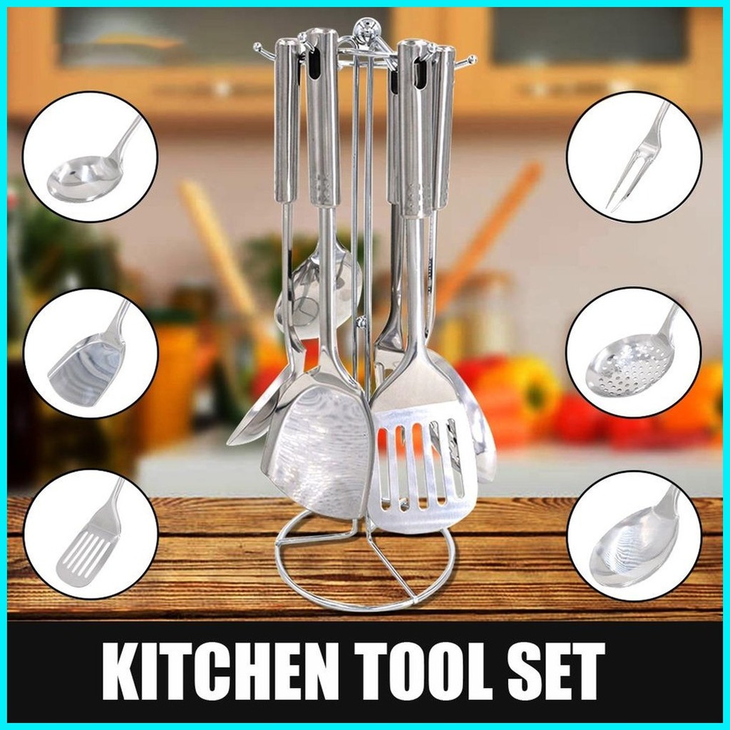 7in1 Stainless Steel Kitchen Utensil Tool Set Spatula Ladle | Shopee ...