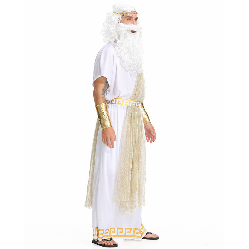 Greek Legend Greece God Zeus Cosplay Costume Ancient Rome White Golden ...