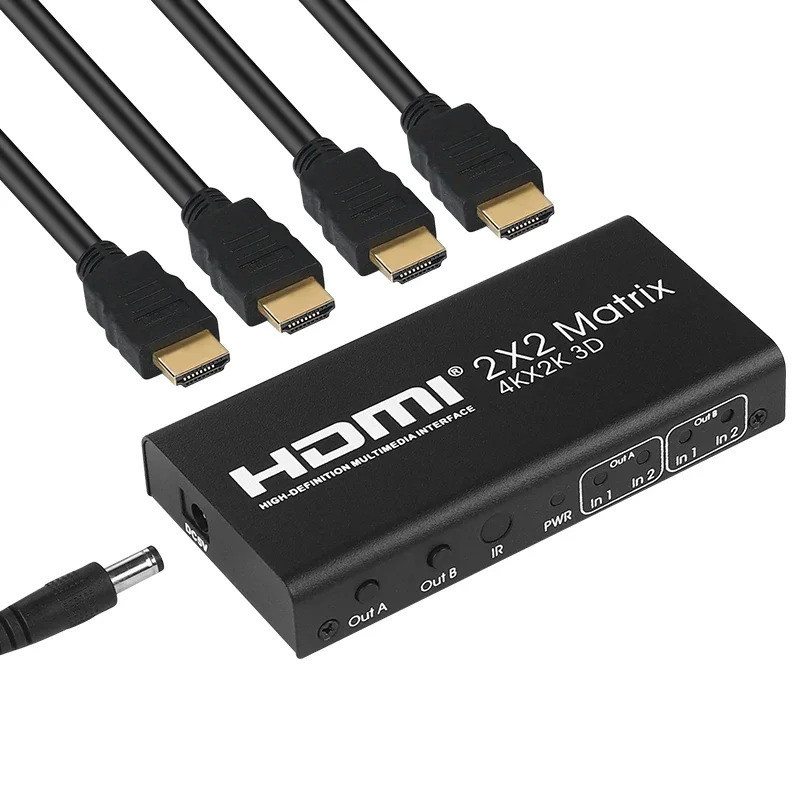 4K 2x2 HDMI Matrix 2 IN 2 OUT HDMI Switch Splitter Dual Display Screen ...