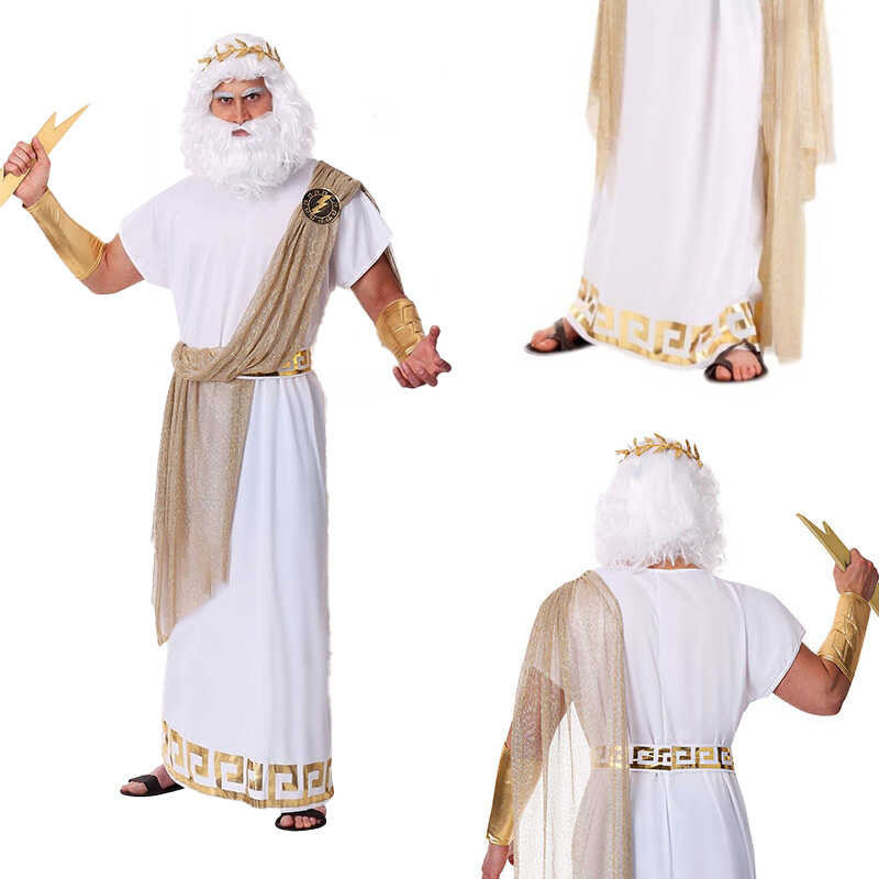 Ancient Greek Halloween Cosplay Gods Zeus Costumes Adult King Of Rome ...