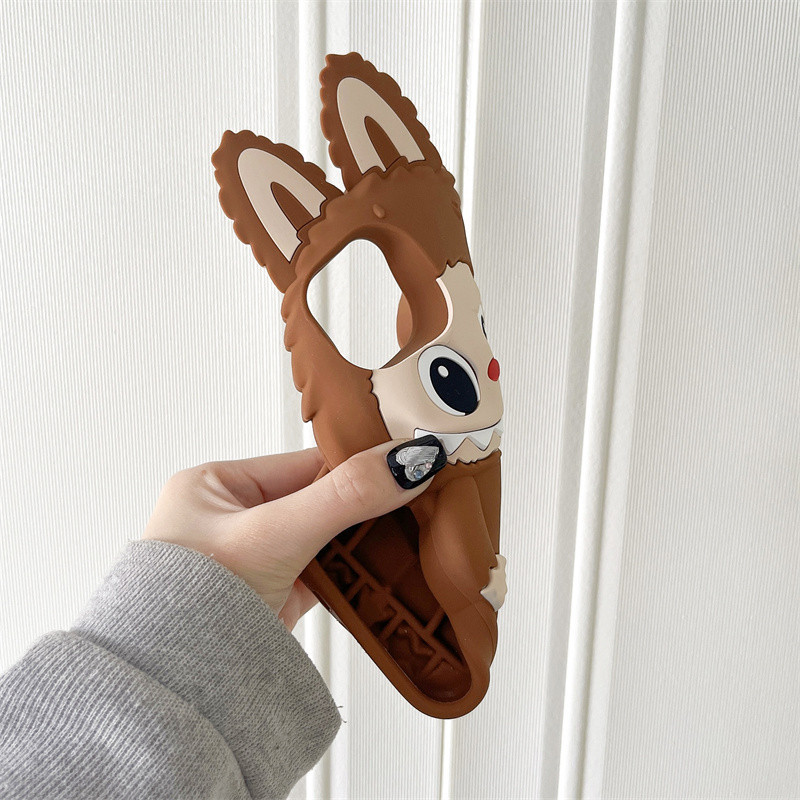 Cute LABUBU Phone Case 3D Silica gel for iPhone15 14 13 12 Pro Max 11 ...