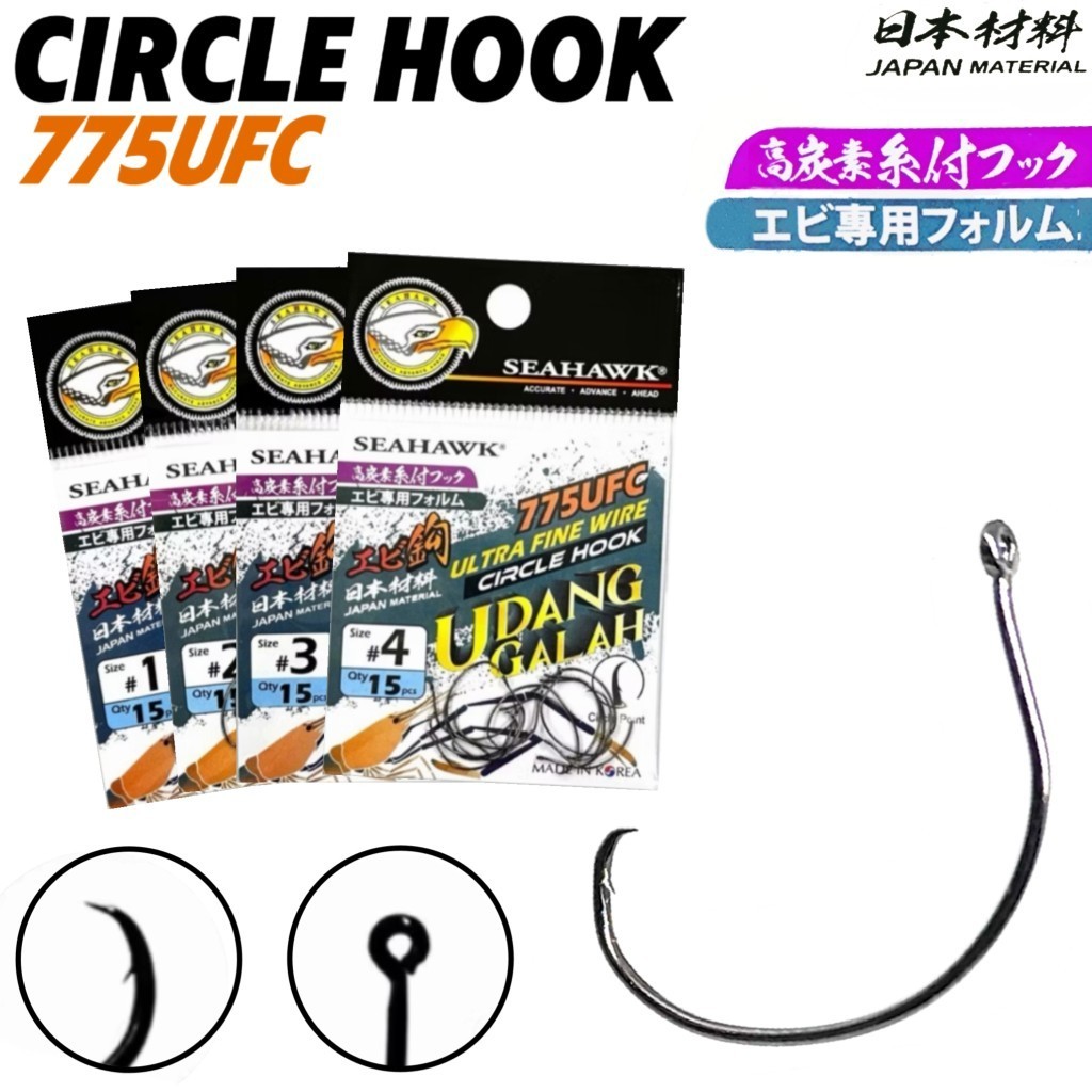 MATA Seahawk Circle Hook 775UFC Ultra Fine Wire Prawn Hook Eye Hook ...