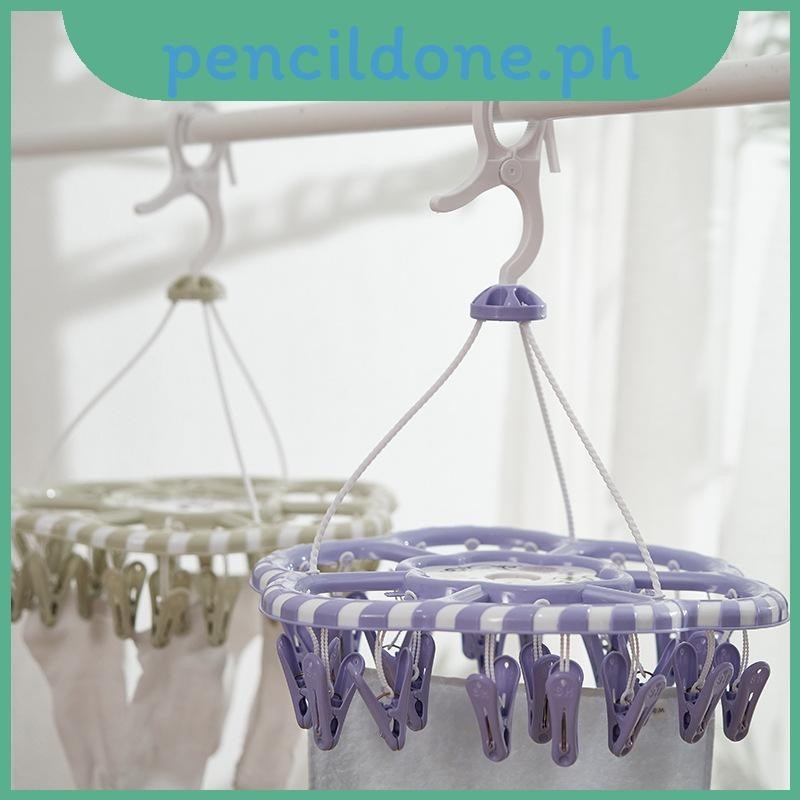 Space-efficient Plastic Clothes Drying Rack With 24 Clips For Multiple ...