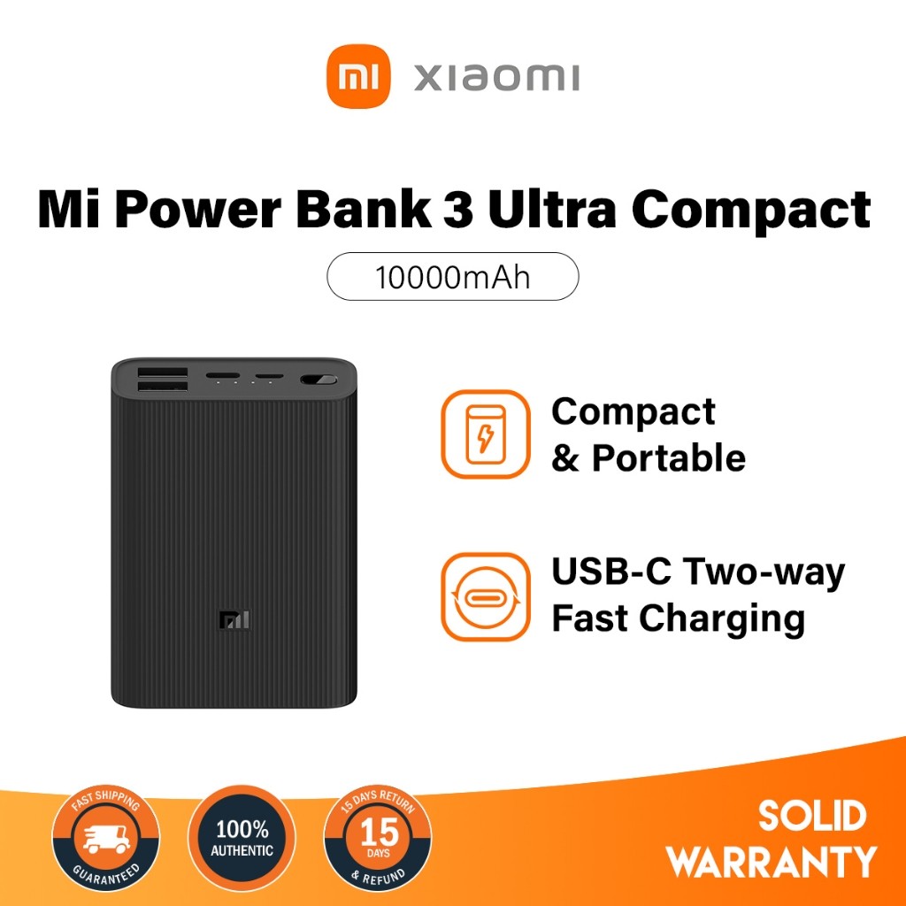 Xiaomi Mi Power Bank 3 Ultra Compact 10000mAh Two-Way Fast Charging ...