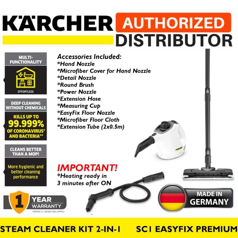 Kaercher Karcher Kärcher NEW Sc1 Easyfix Premium Floor Kit Set Steam ...