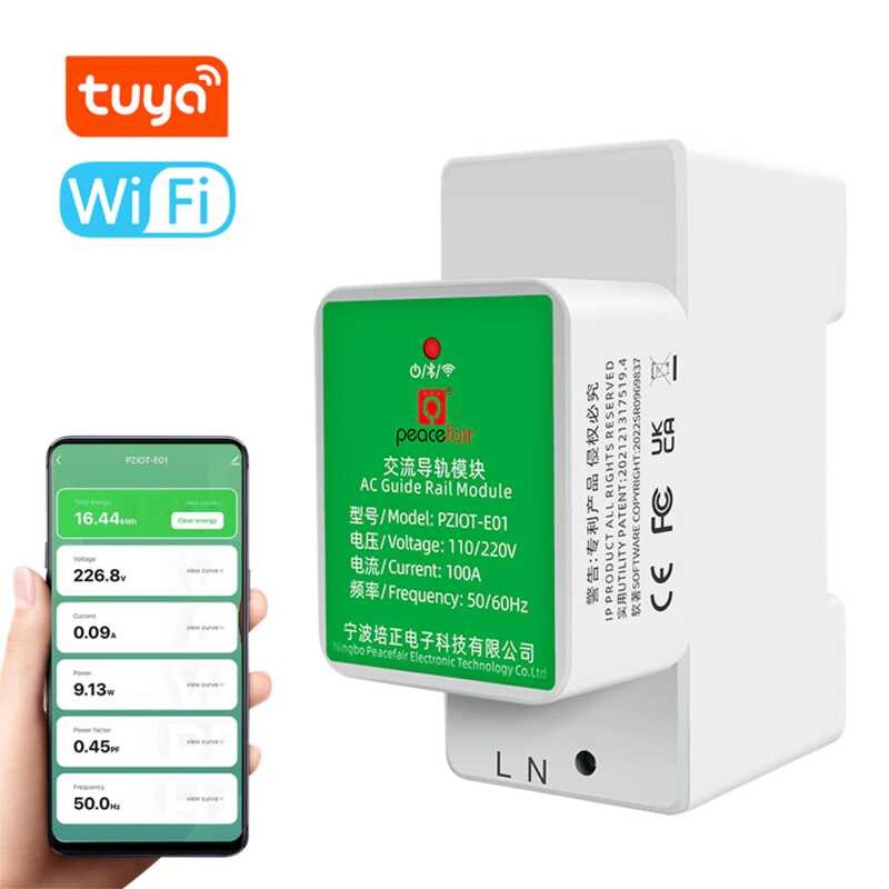 1 6 In Tuya Single Phase Energy Meter AC Electric Din Rail WiFi Smart Kwh Power Consumption Met ...