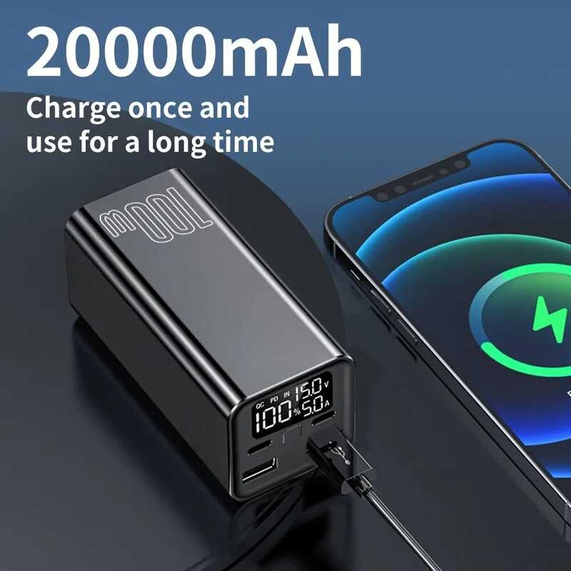 High-Power Compact And 100W Laptop Bank 20000 Milliampere Compatible ...