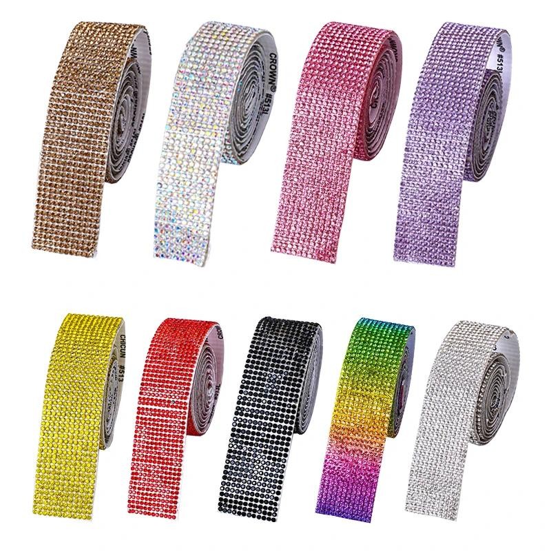 Multiple Rows Crystal Rhinestone Trim Self Adhesive Roll Rhinestone ...