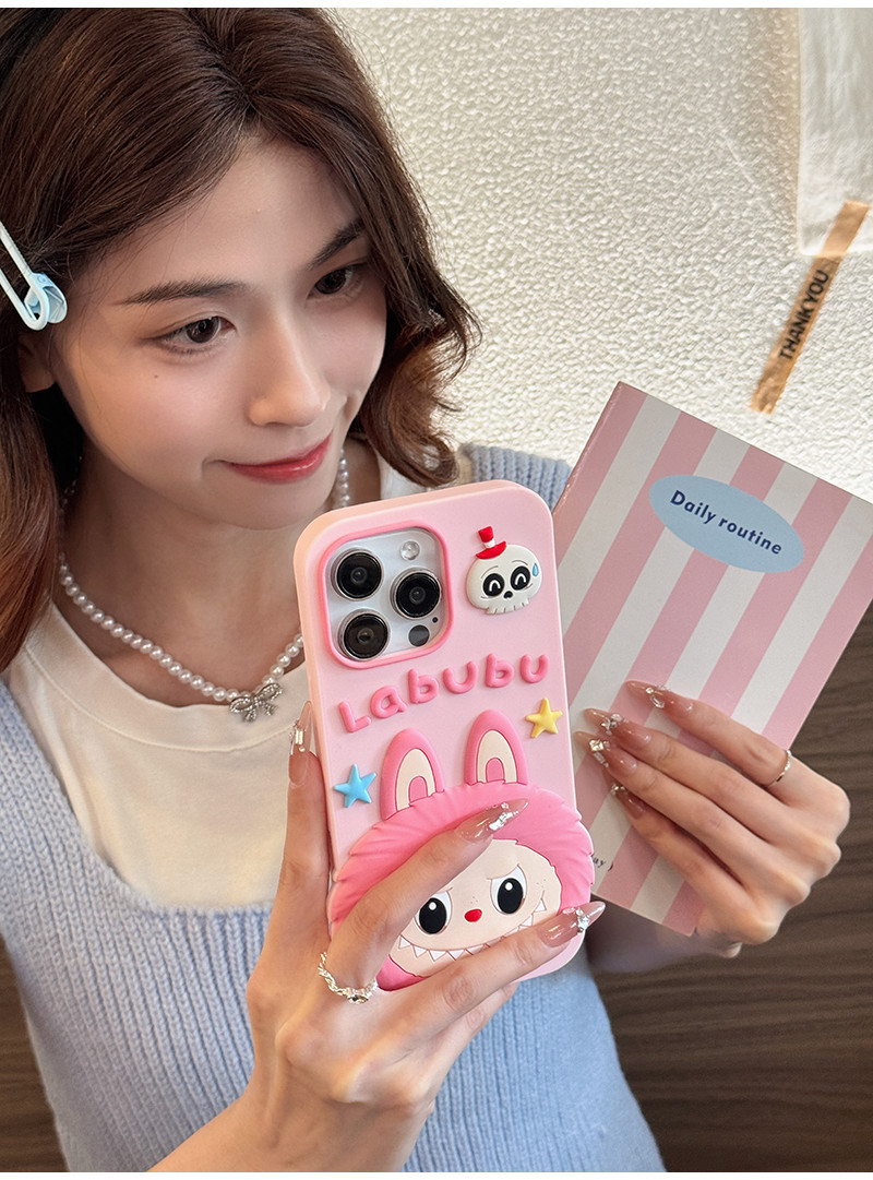 Cartoon Popmart Labubu Monster Couple Phone Case Compatible for iPhone ...