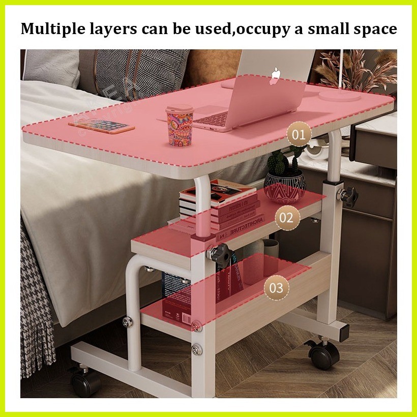 ∈ ♟ 80CM Adjustable Bedside Table Laptop table Study table Computer ...
