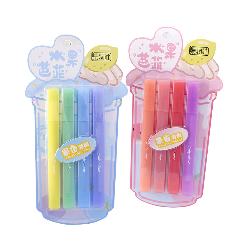 Penlab 4pcs Fruity Odour Color Highlighter Pens Set Fruit Buffet Design ...