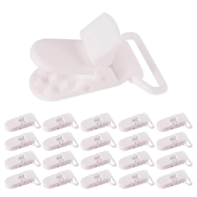 20 Pack Clip Bulk 1" Bib Clips Girls Baby Pacifier Strap Making (White ...
