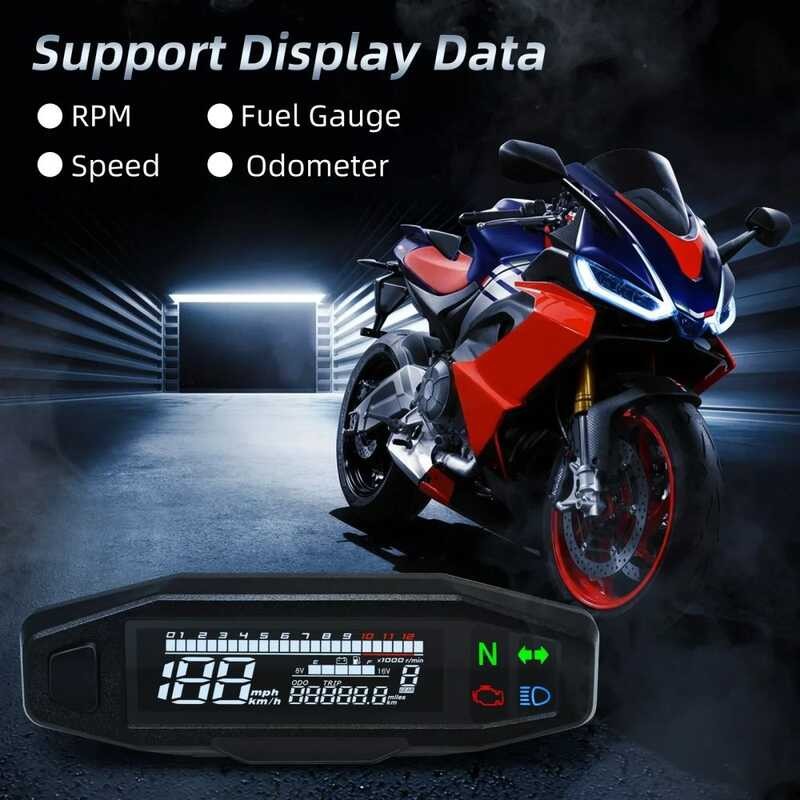 Universal Digital Motorcycle Speedometer Moto Meter Digital Tachometer ...