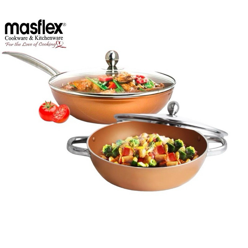 Masflex Bundle of 2 Copper Induction Non Stick Cookware Set | Shopee ...