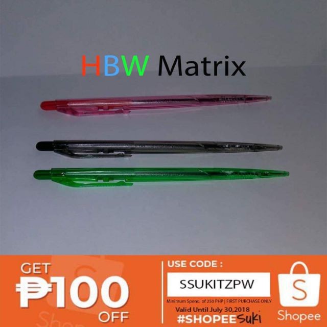 Original HBW Matrix Clicker Ballpen ( 50 pieces per tube ) | Shopee ...