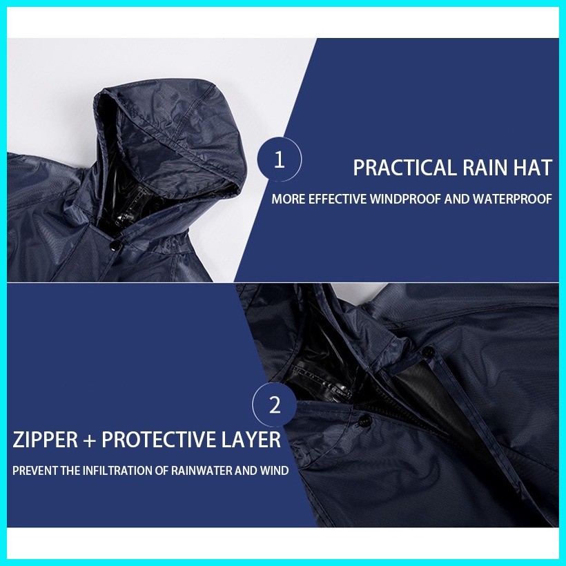 Unisex Thick Raincoat Portable Reflective Hooded Raincoat Waterproof ...