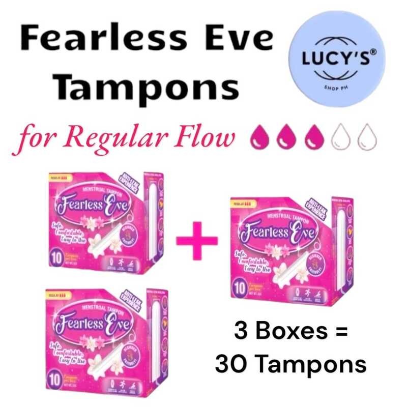 Fearless Eve Menstrual Tampons For Regular Flow 30 Pcs (3 Boxes ...